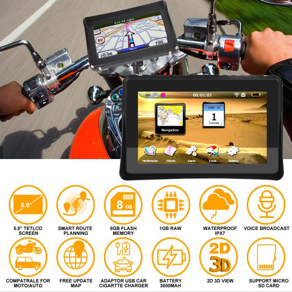Motorcycle Navigation Waterproof GPS Navigation for Motorcycle, Vehicle ...