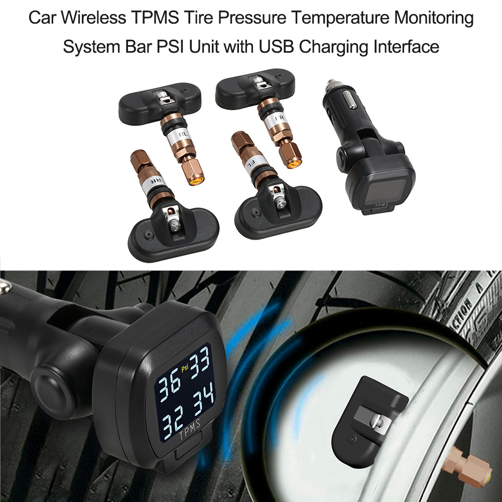 KKmoon Car Wireless TPMS Tire Pressure Temperature Monitoring System ...