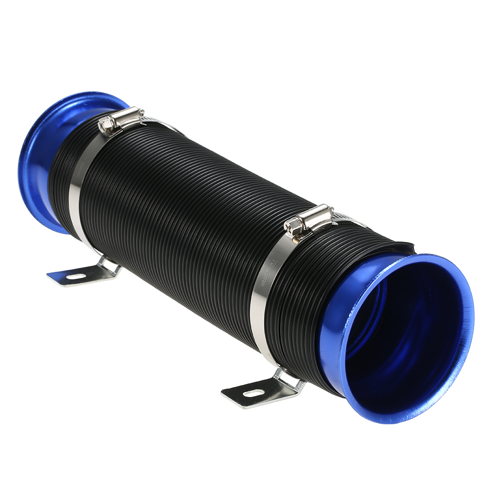 3" Universal Car Expandable Cold Air Intake Pipe Inlet Hose Tube Duct Blue
