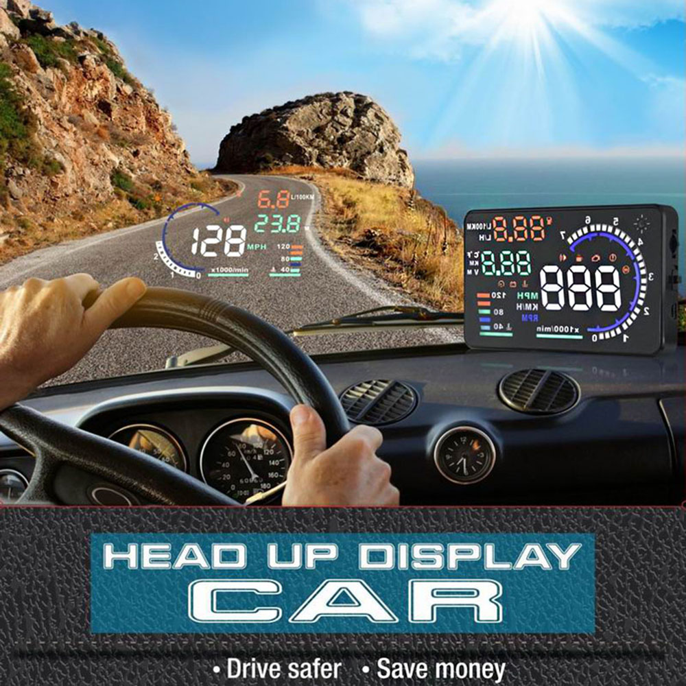 KKmoon 5.5" Large Screen Auto Car HUD Head Up Display KM/h & MPH ...
