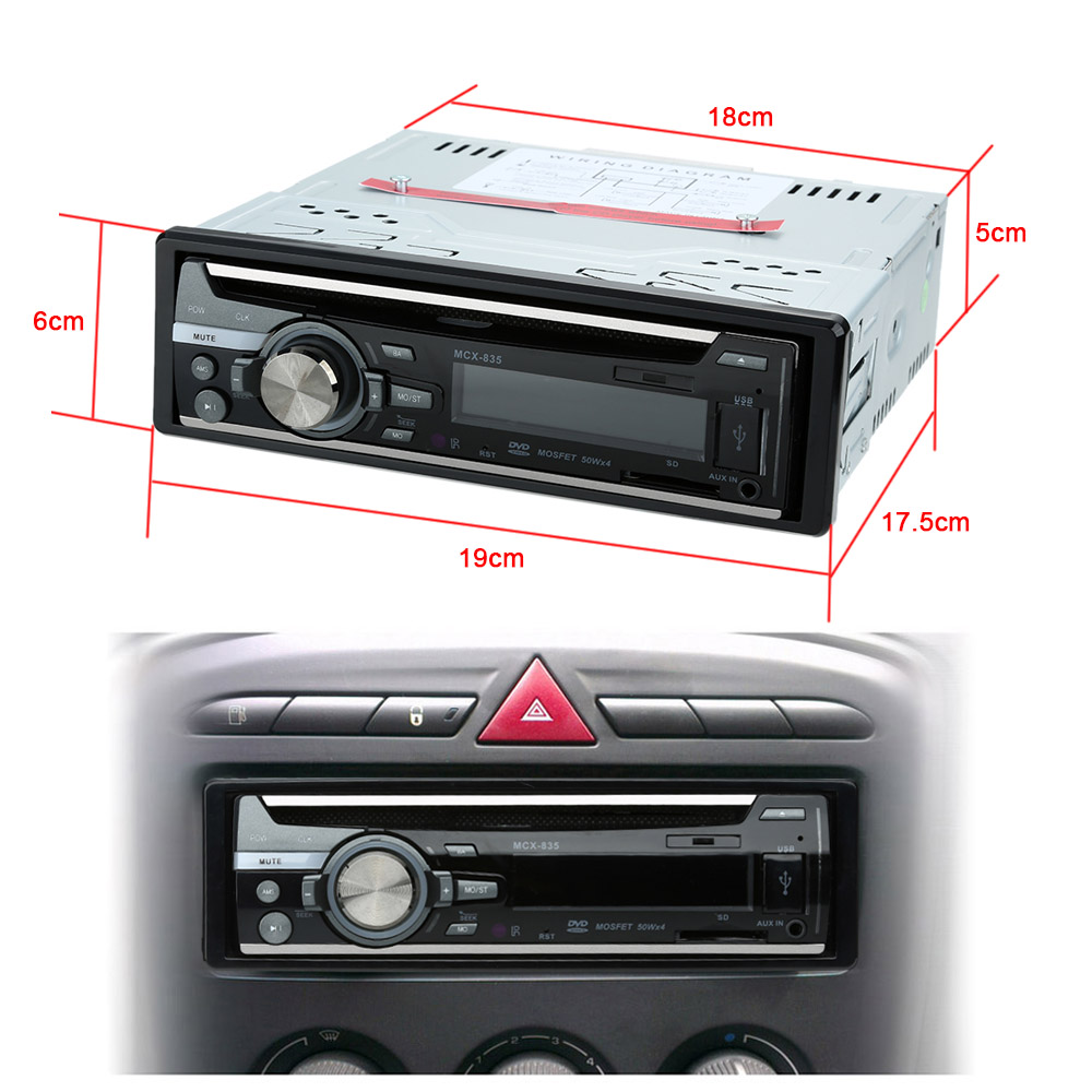 In-Dash FM Aux Input Car Stereo Radio Audio Player Receiver CD DVD VCD ...