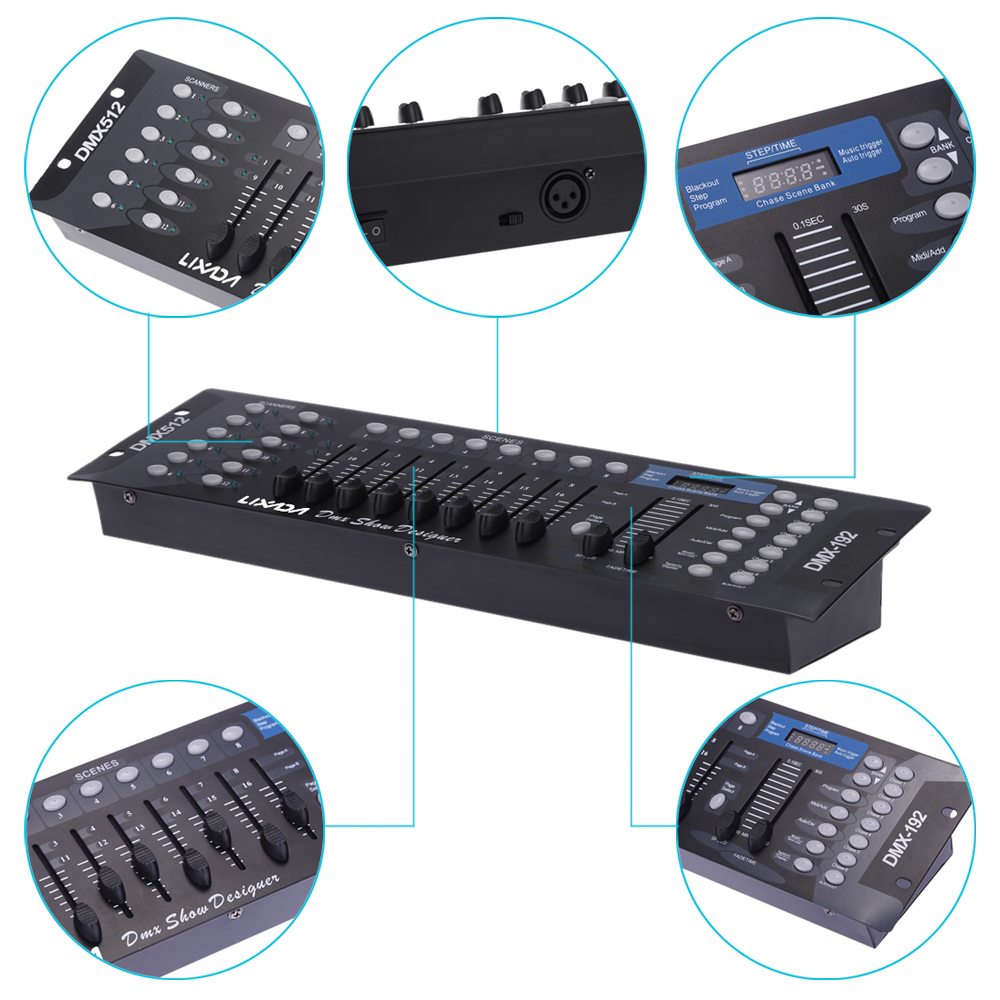 Lixada 192 Channels DMX512 Controller Console for Stage Light Party DJ Disco Operator Equipment
