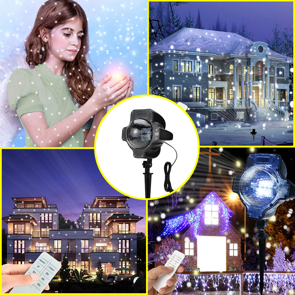 Tomshine LED Snowflake Projector Light IP44 Water-resistance Rotating ...
