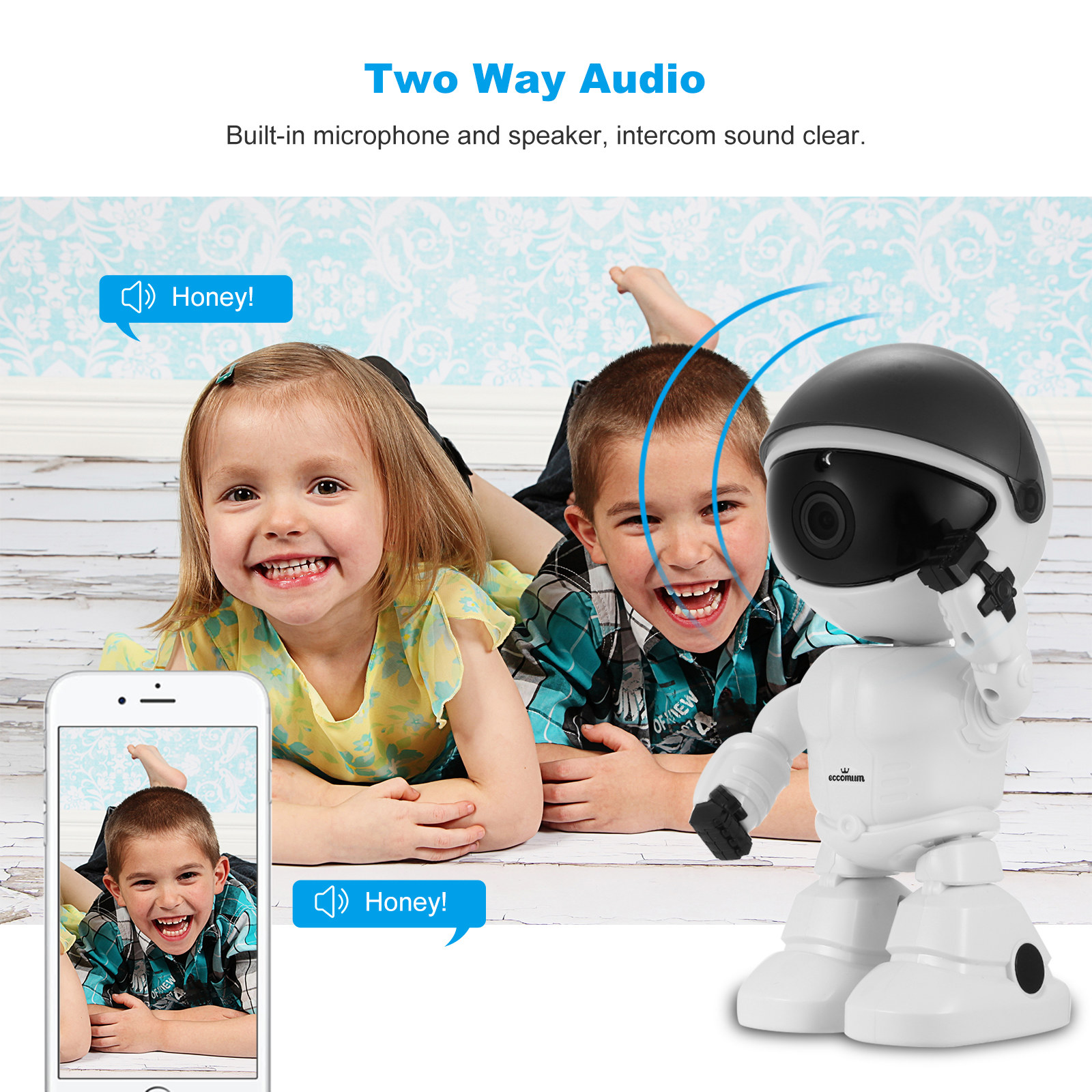 Eccomum 1080P Home Security Wireless Camera Intelligent Robot