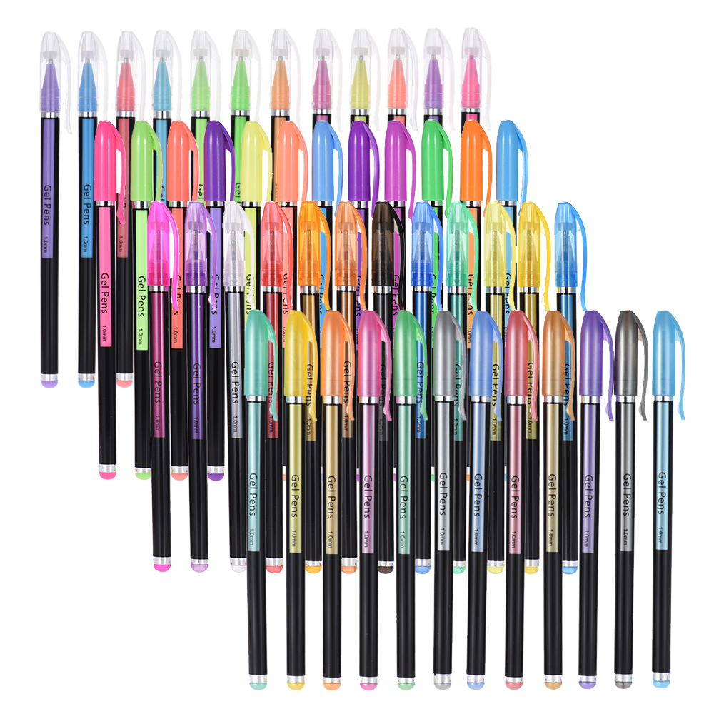 48 Colors Gel Pens Includes Glitter/ Neon/ Gouache/ Metal Pens Marking ...