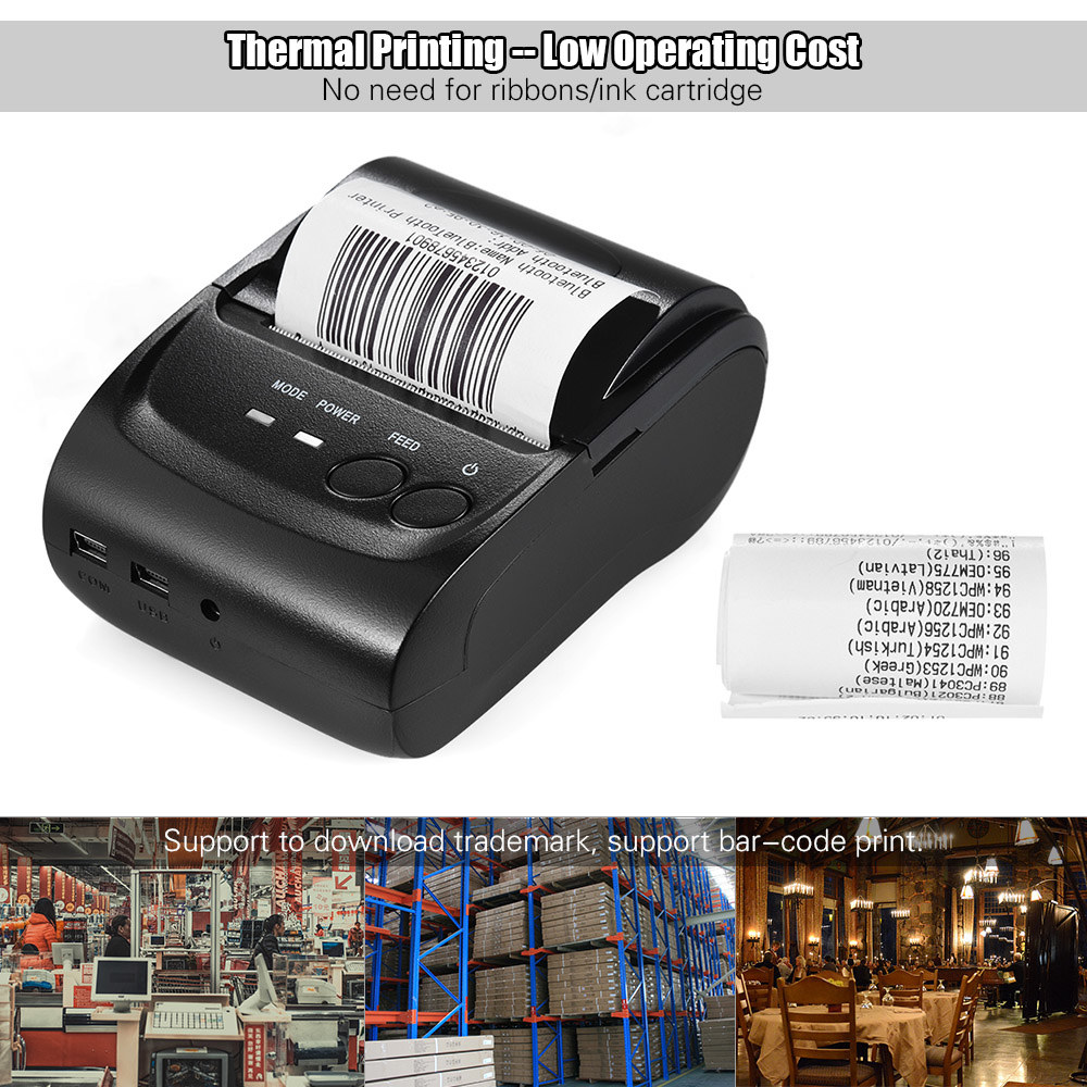 POS-5802DD Mini Portable Wireless USB Thermal Printer Receipt Ticket ...