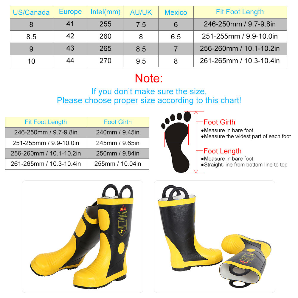 Portable Fire Fighting Boots Fireproof Waterproof Chemical Proof ...