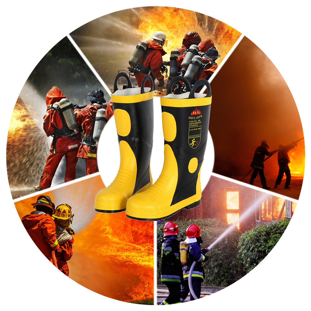 Portable Fire Fighting Boots Fireproof Waterproof Chemical Proof ...