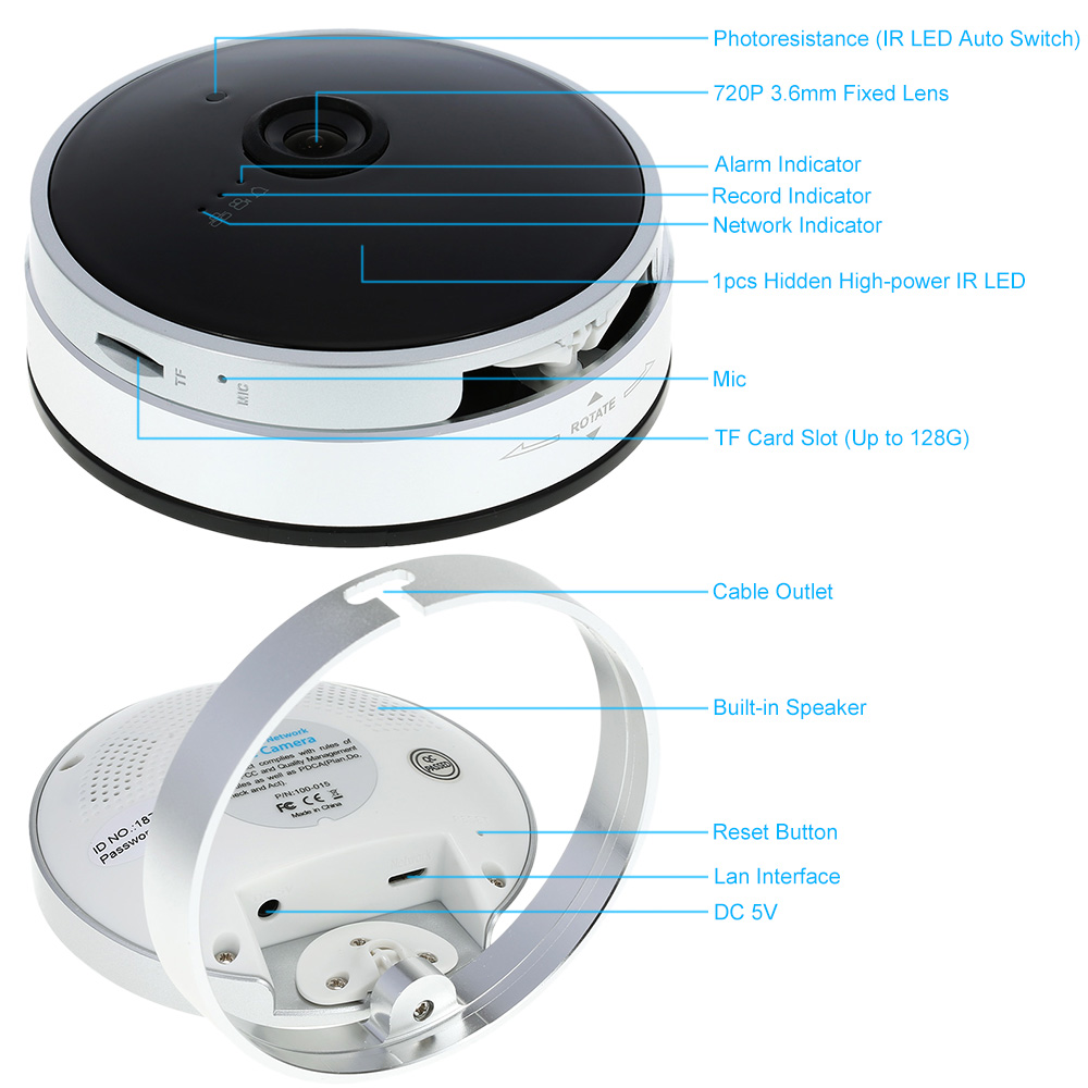 Smart Home 720P Wireless IP Cube Camera Wi-Fi P2P Night Vision IR Cut ...