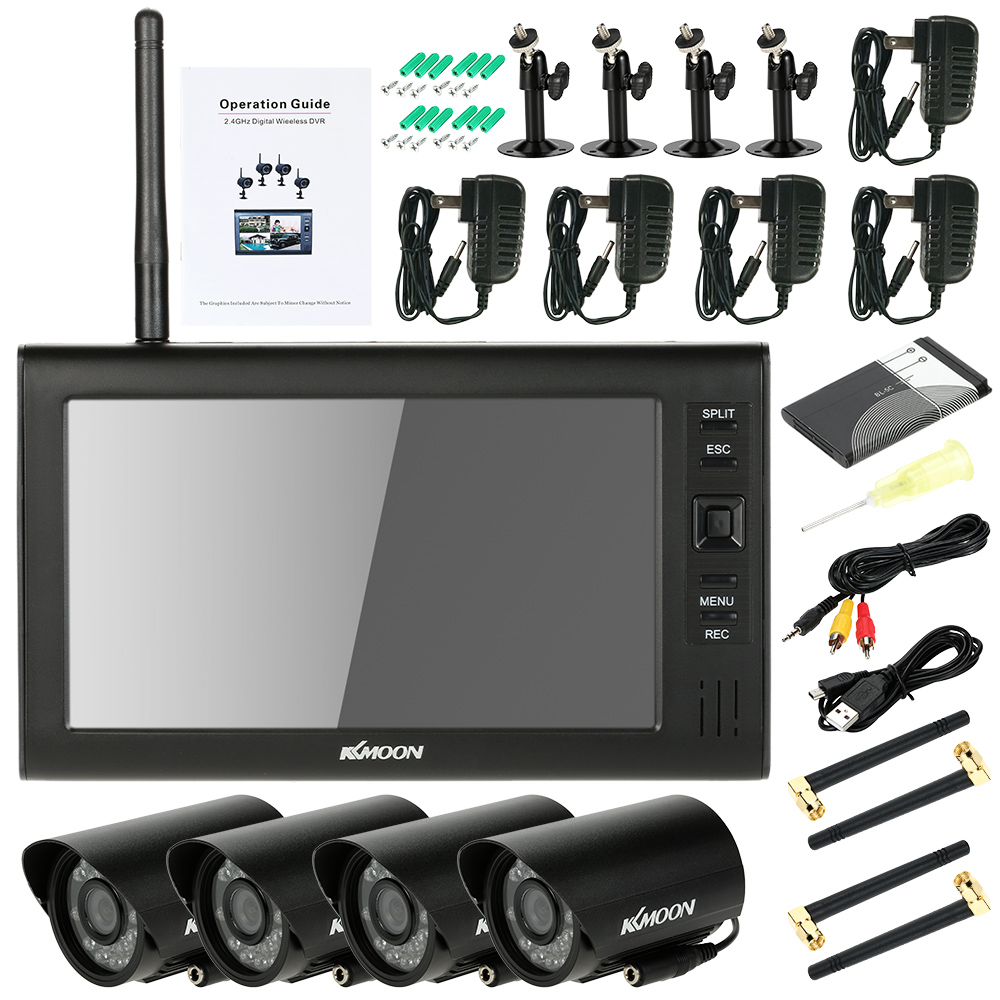 Digital Wireless DVR Security System with 7 Inch LCD Monitor SD Card ...