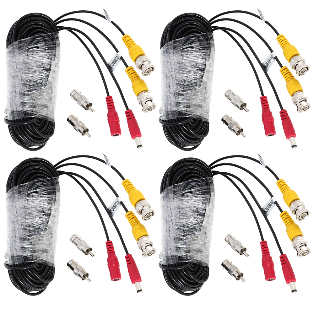 32ft BNC DC Connector Video Power Siamese Cable 4pcs/lot for CCTV ...
