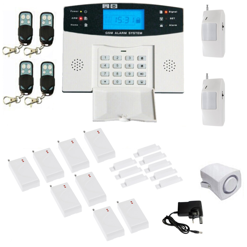 Wireless GSM SMS Intelligent Home Alarm System Kit LCD Display Remote ...