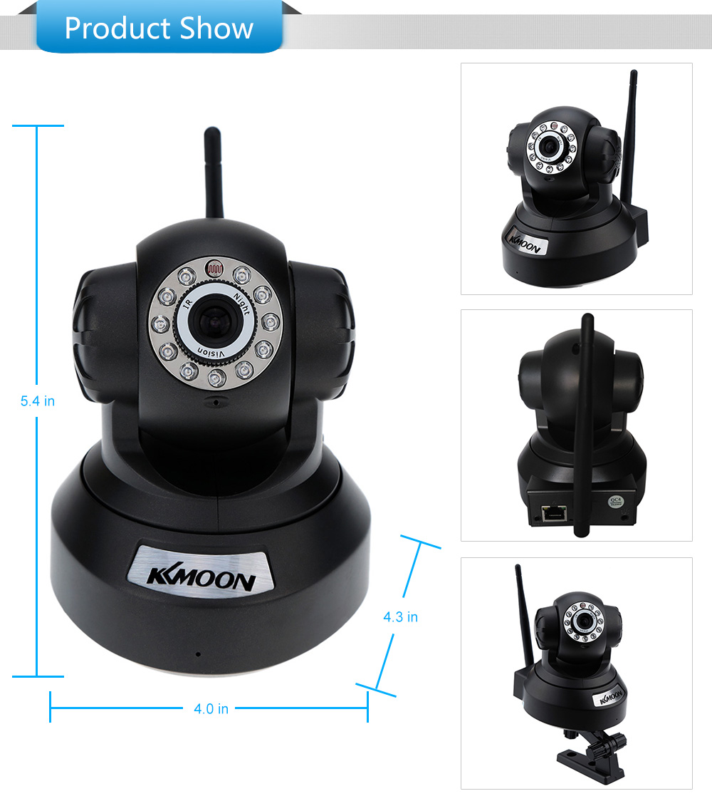KKmoon® 720P HD H.264 1MP Camera PnP P2P AP Pan Tilt IR Cut WiFi ...