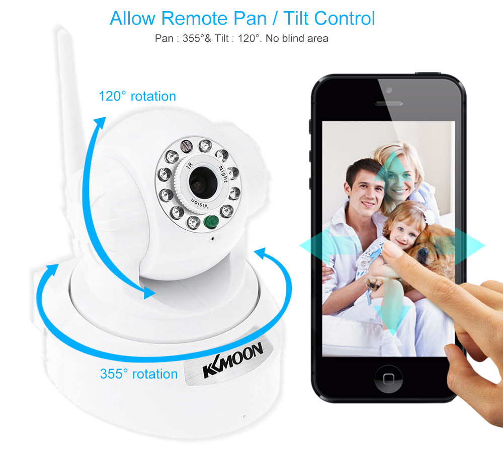 KKmoon 0.3MP Camera PnP P2P Pan Tilt IR WiFi Wireless Network IP Webcam