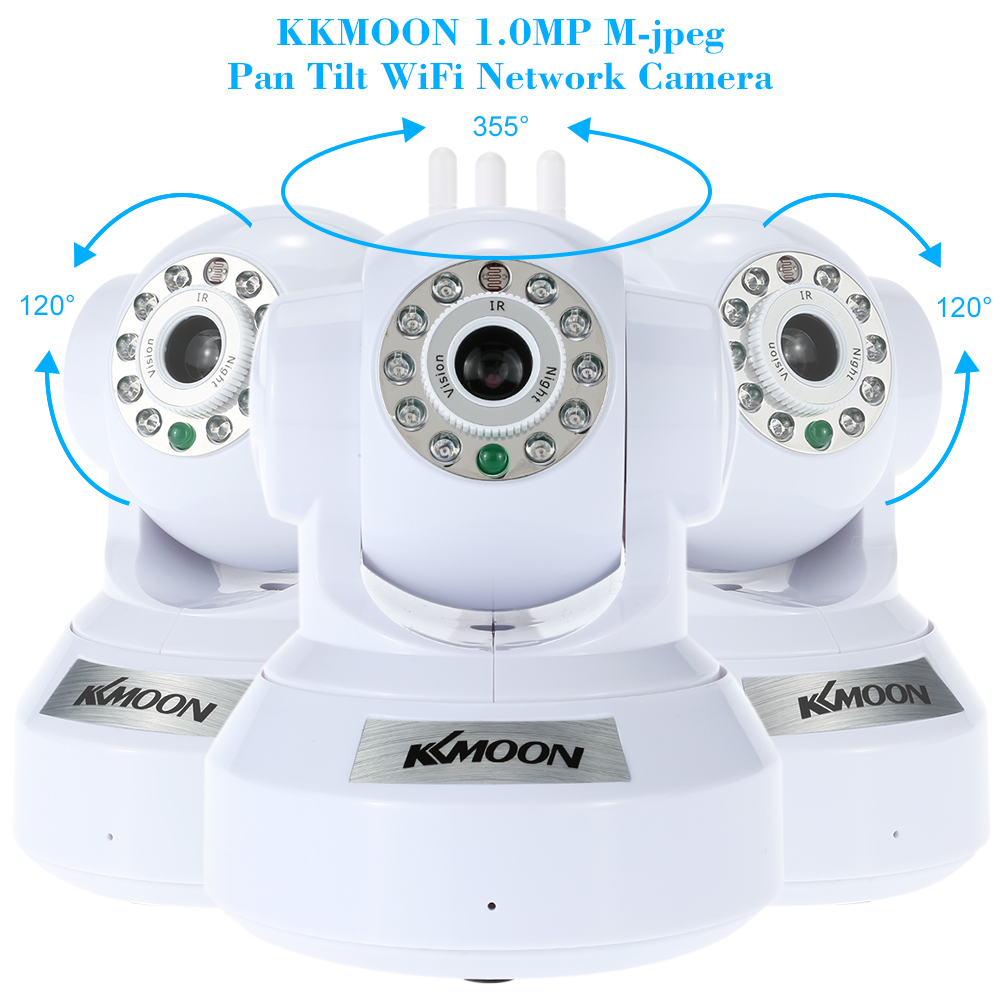 KKmoon® 1.0MP Camera PnP P2P Pan Tilt IR WiFi Wireless Network IP Webcam