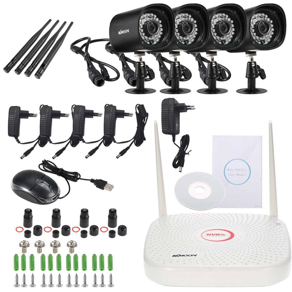 KKmoon 4 Channel Wireless WiFi NVR Network Video Recorder + 4pcs HD ...
