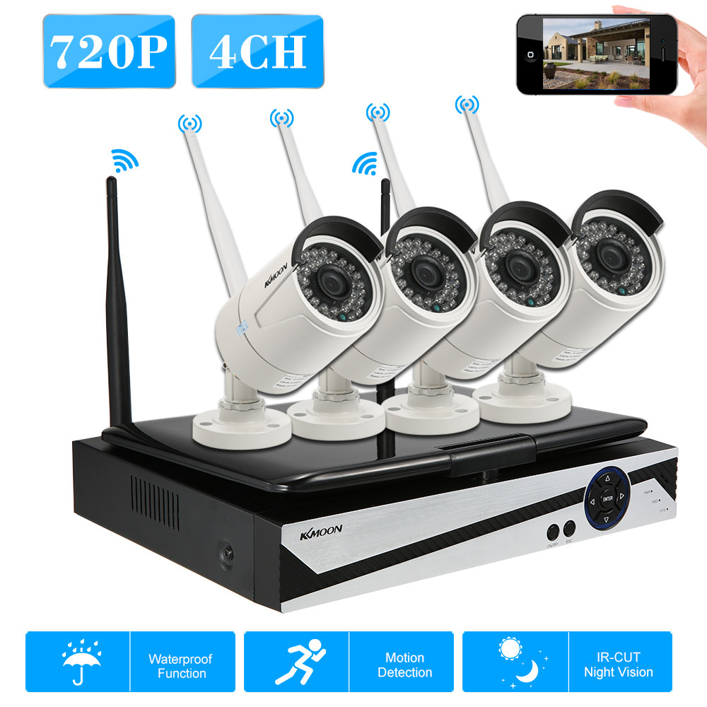 KKmoon 4 Channel Wireless WiFi NVR CCTV System Kit 10.1”LCD Screen ...