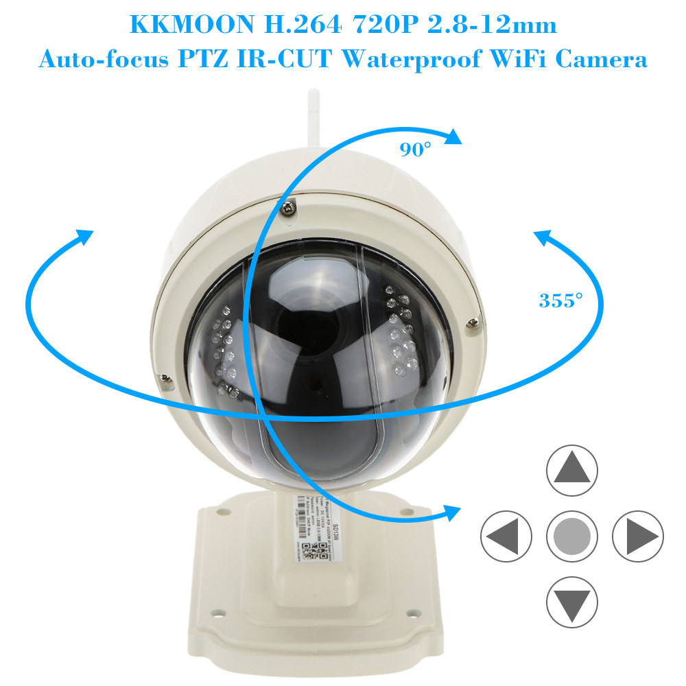 KKmoon® 3.5" H.264 HD 960P 2.8-12mm Auto-focus PTZ Wireless WiFi IP ...