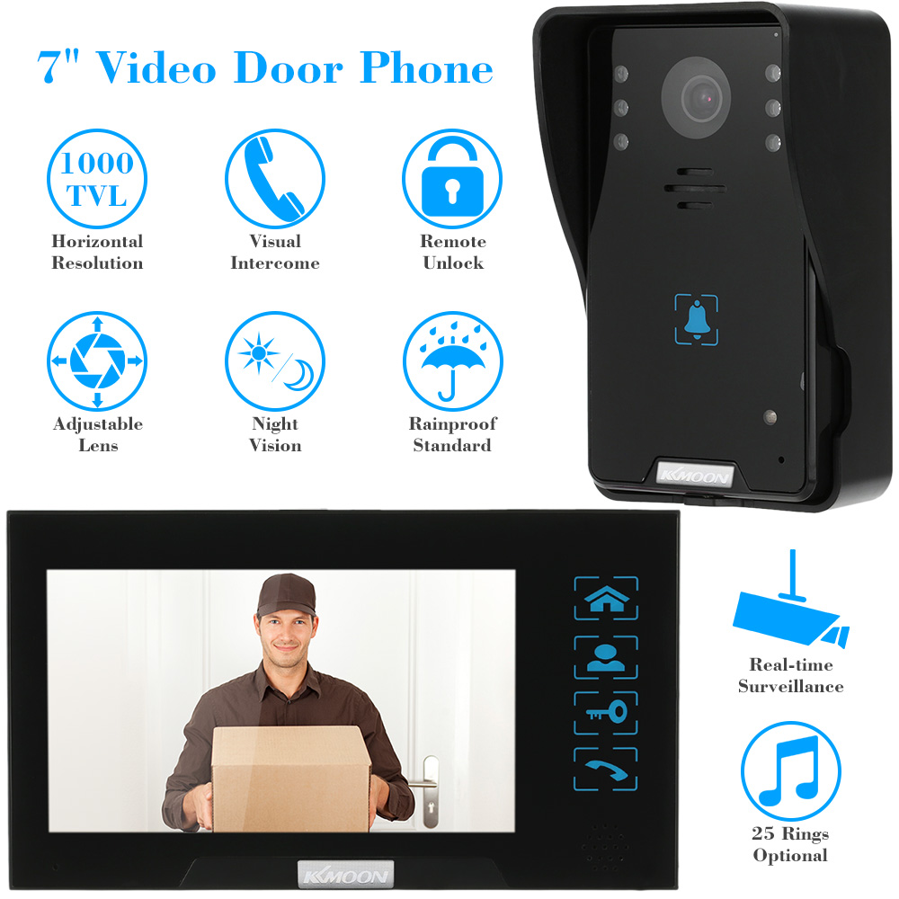 KKmoon® 7" Video Door Phone Intercome Doorbell Touch Button Remote ...