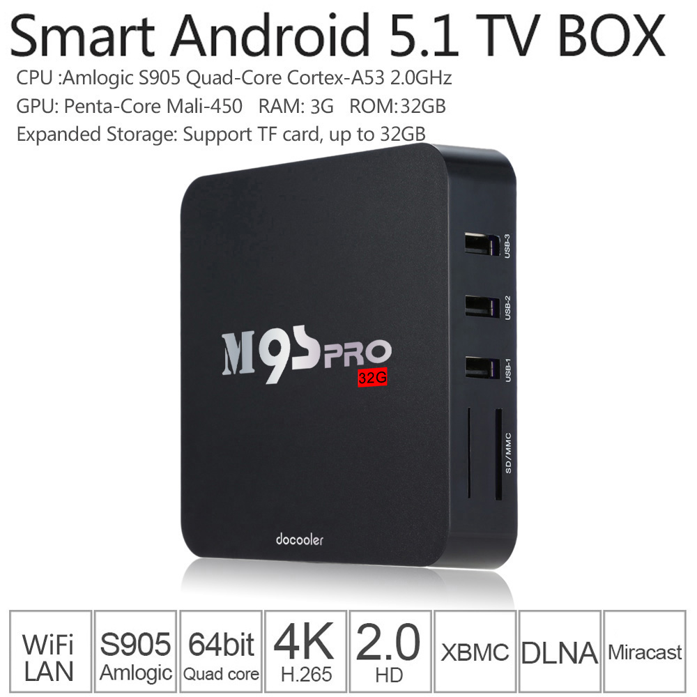 Docooler M9S-PRO Smart Android 5.1 TV Box Amlogic S905 Quad Core KODI16 ...