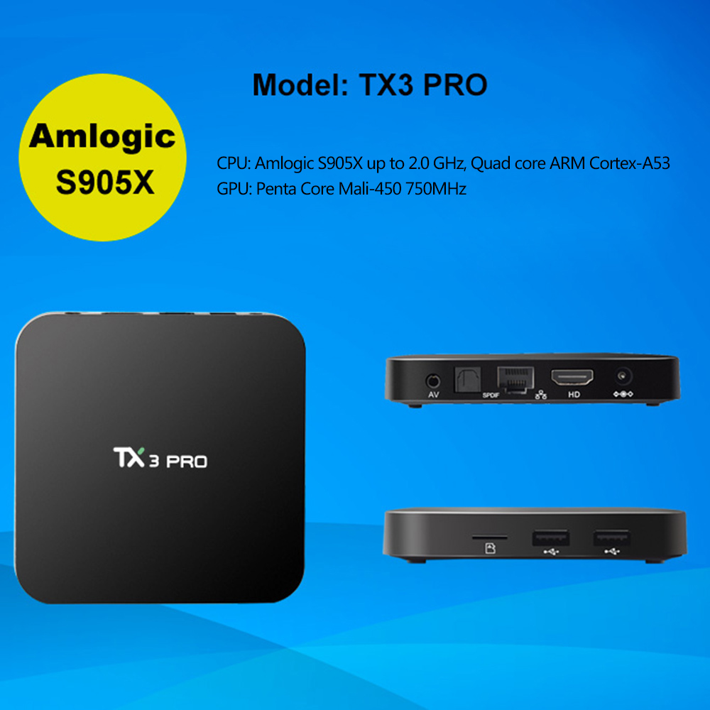 TX3 PRO Smart Android TV Box Android 6.0 Amlogic S905X Quad-core 64bit ...