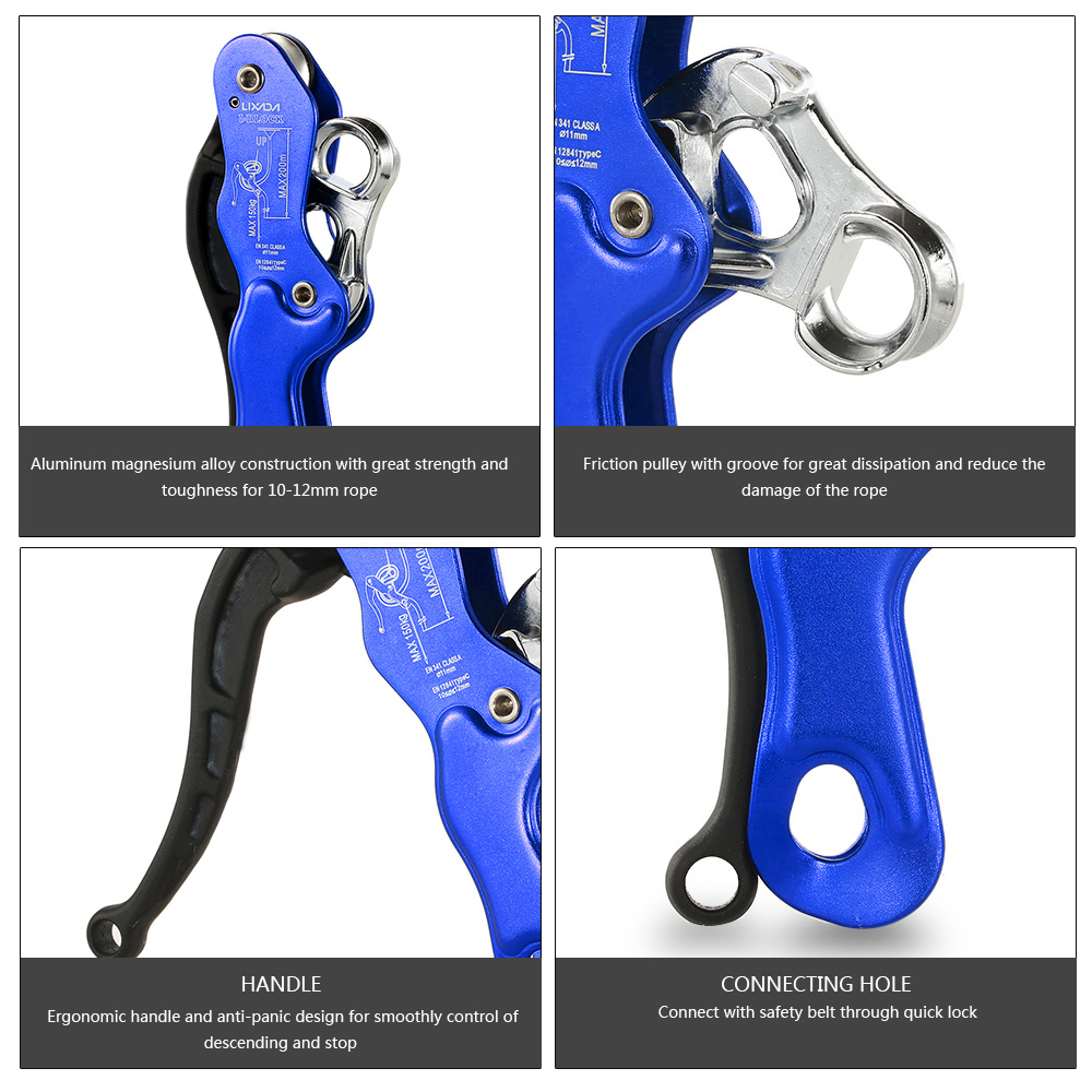 Lixada Climbing Stop Descender Self-braking Self Locking Double Stop ...