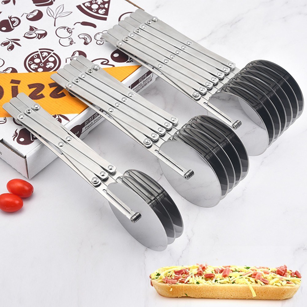 3-Wheel Expandable Pastry Cutter Stainless Steel Pizza Cake Cutter ...
