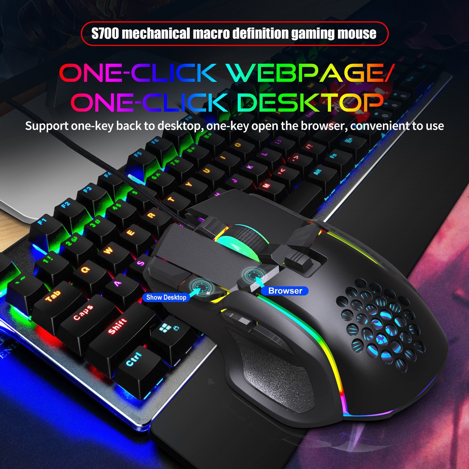 HXSJ S700 10 Keys Wired Gaming Mouse Macro Programming Ergonomic Mice ...
