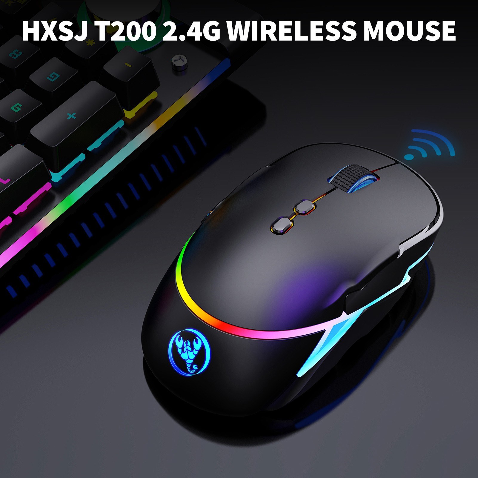 HXSJ T200 2.4G Mouse sem fio para jogos Mouse ergonômico 3 DPI ...