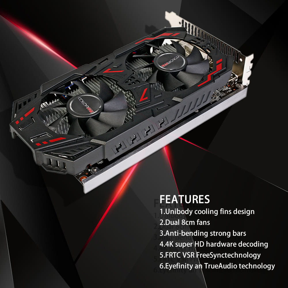 Colorfire AMD Radeon RX 460 GPU 4GB 4096M 128bit Gaming GDDR5 PCI-E X16 ...