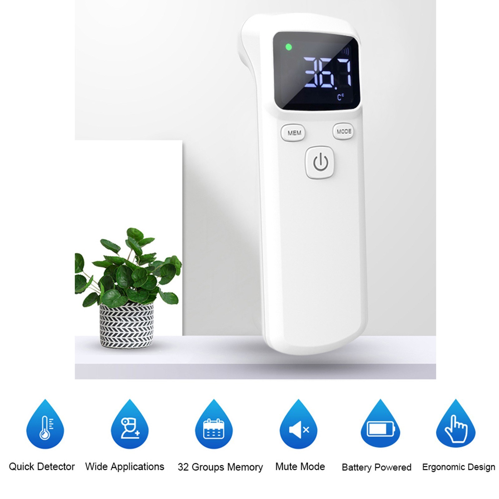 Non-contacting Touchless IR Infrared Sensor Forehead Body Thermometer ...