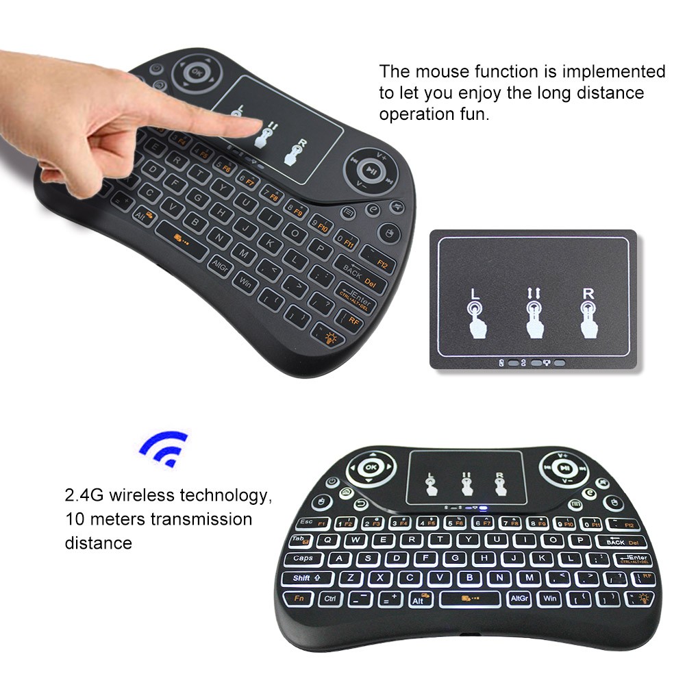 T2 Portable 2.4G Wireless Keyboard Mini USB Keyboard with Backlit ...