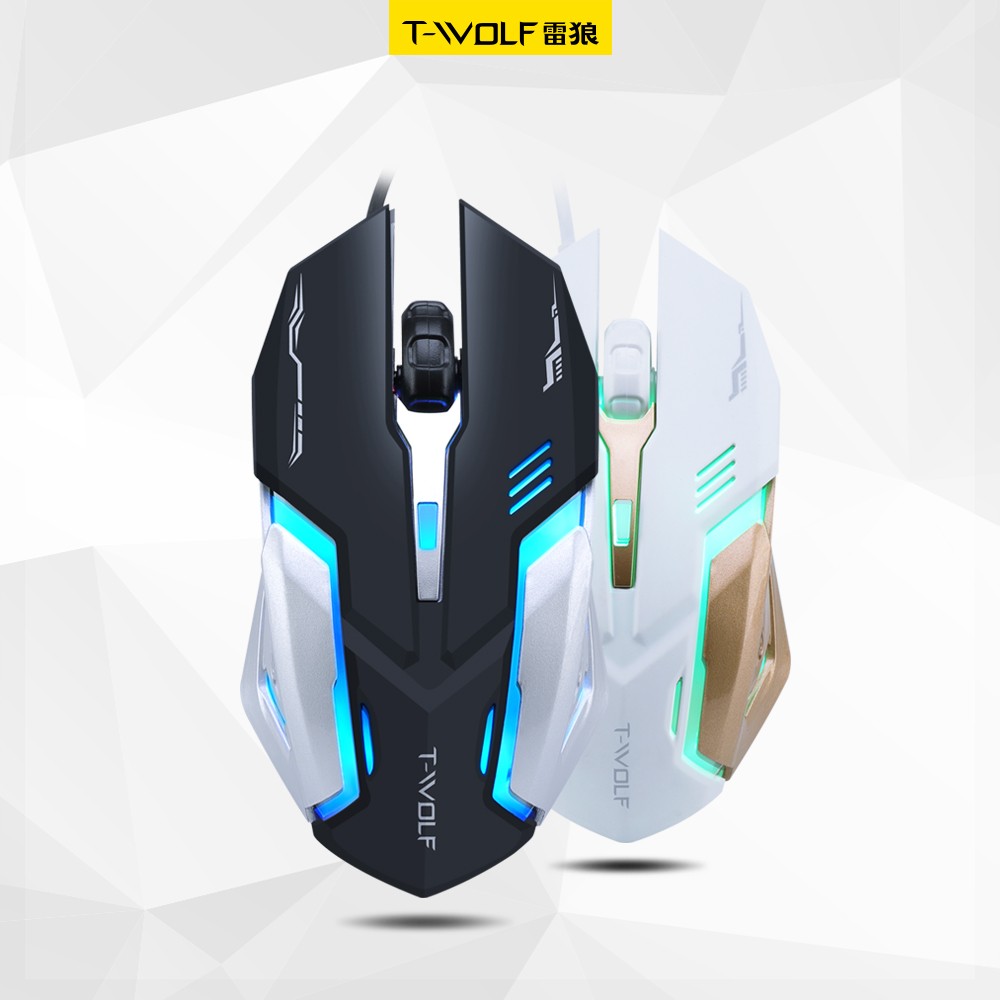 T-WOLF V5 Wired Gaming Mouse 4 Button 7 Colorful Backlight 800-2400DPI ...