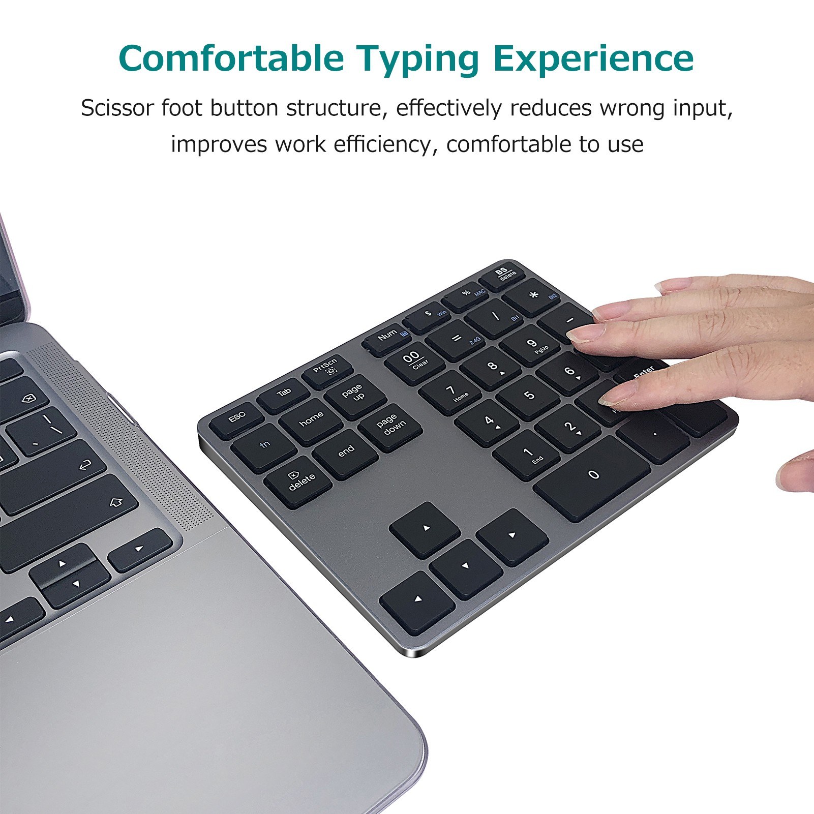 2.4G+BT5.0 Dual-mode Numeric Keyboard 35 Keys Financial Accounting ...