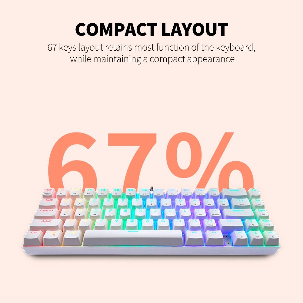Motospeed CK67 67 Keys Wired Mechanical Keyboard RGB Light Effect ABS ...