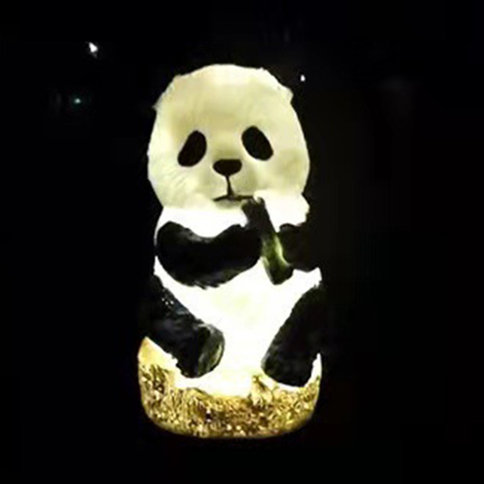 Solar Resin Panda Ground Lamp Warm Yellow Light Outdoor Waterproof ...