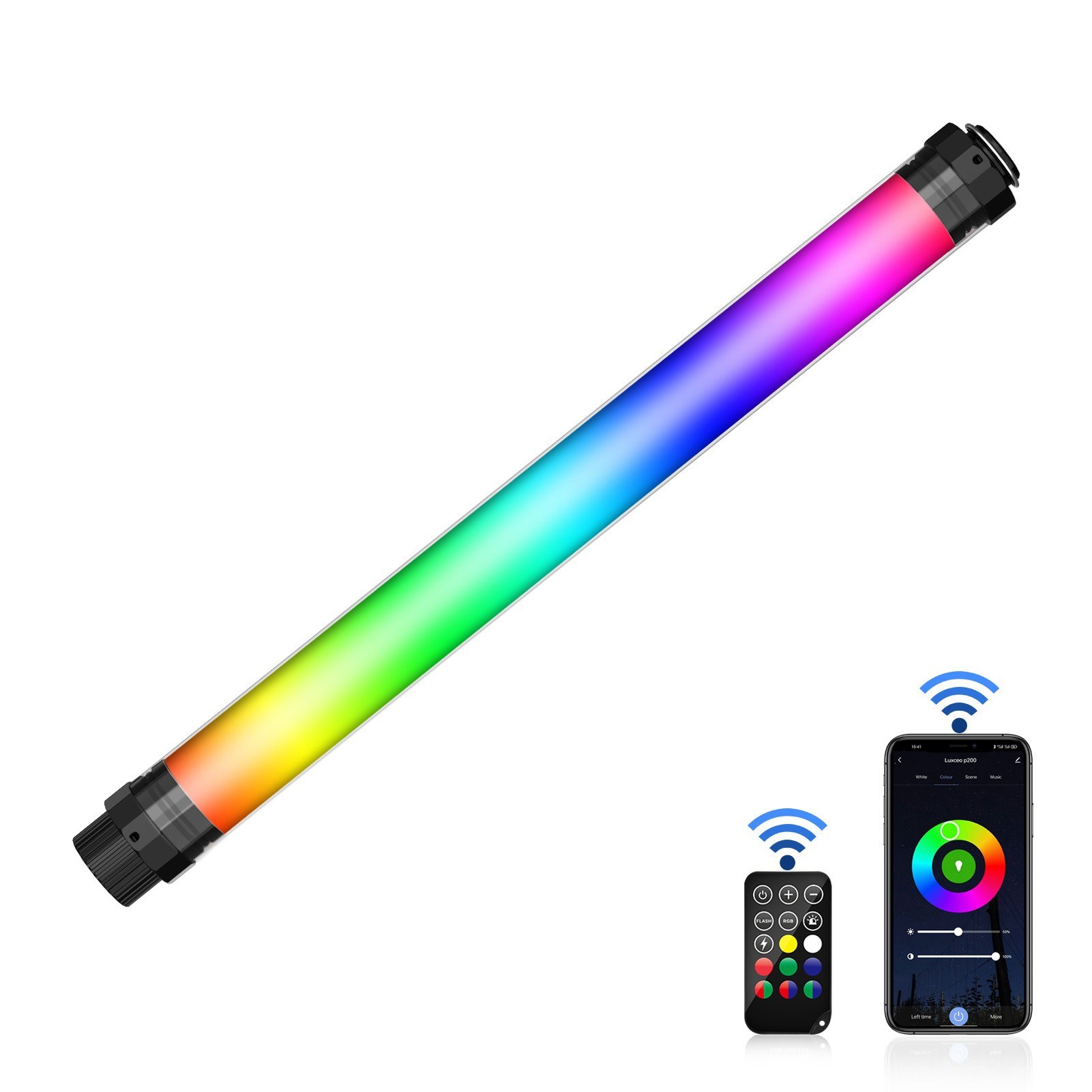 LUXCEO P7RGBPro RGB LED Video Photography Light 360 ° Full Color Light Wand