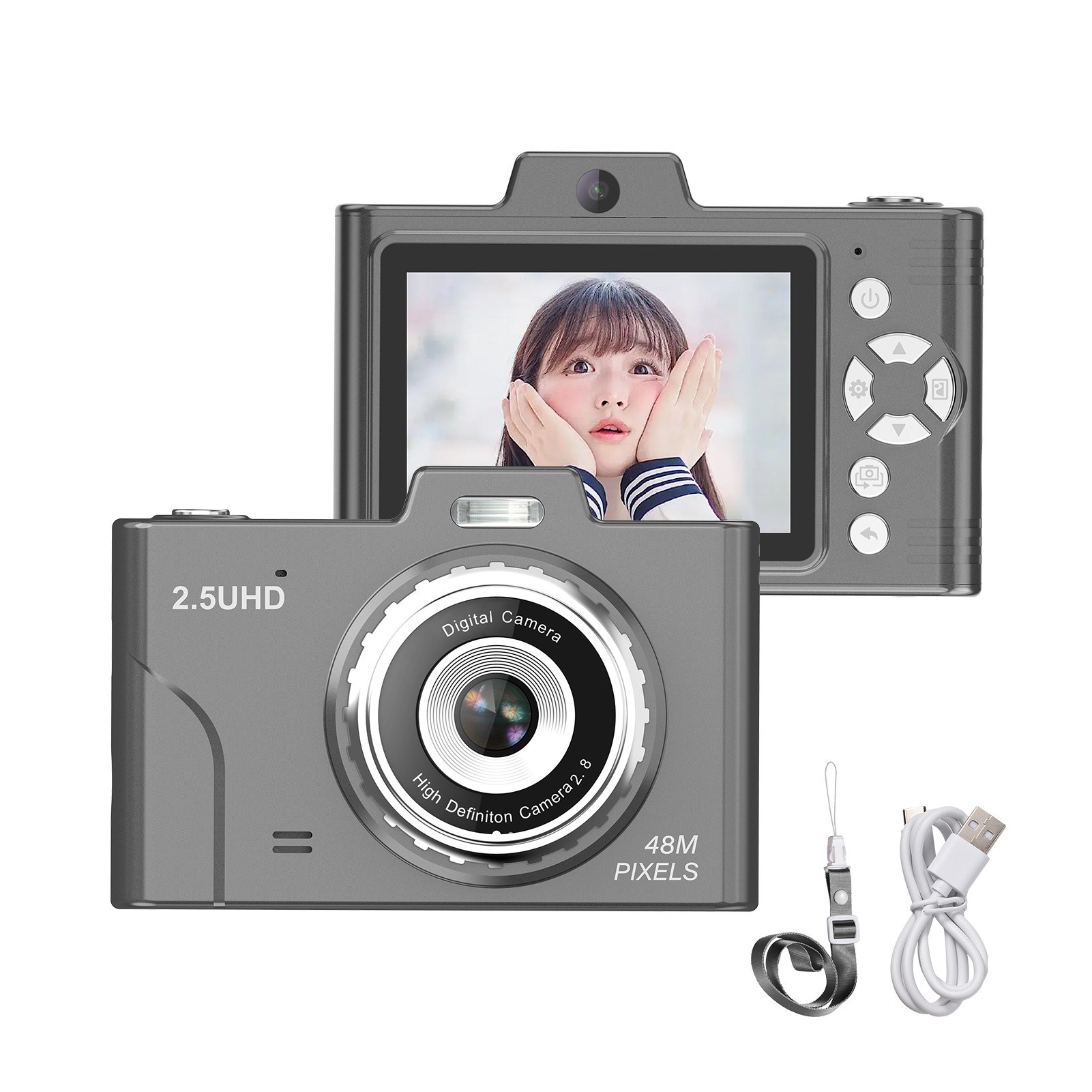 1080P Compact Camera 48MP Dual Lenses 8× Optical Zoom Support 32GB TF ...