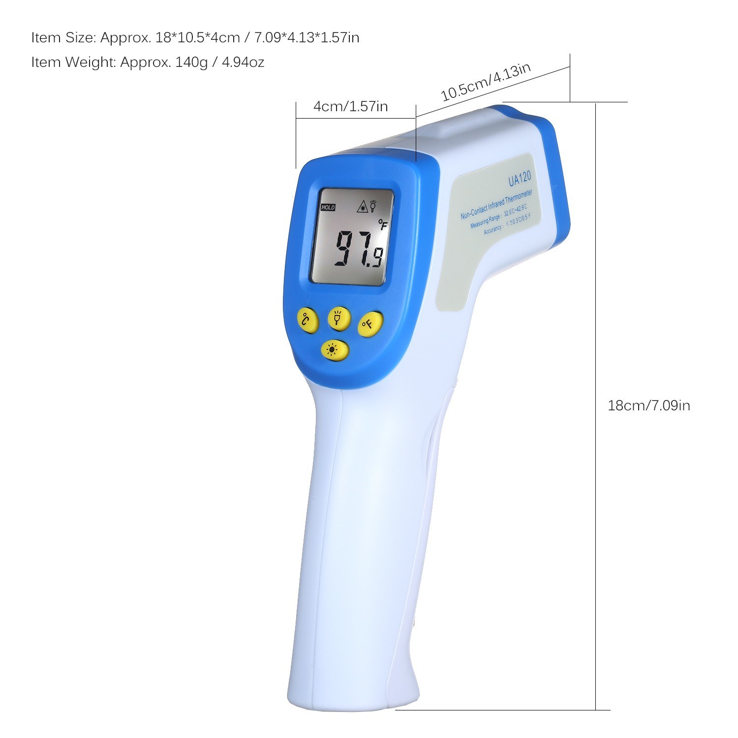 Infrared Thermometer Portable Digital Forehead Temperature Gauge 32℃ to ...