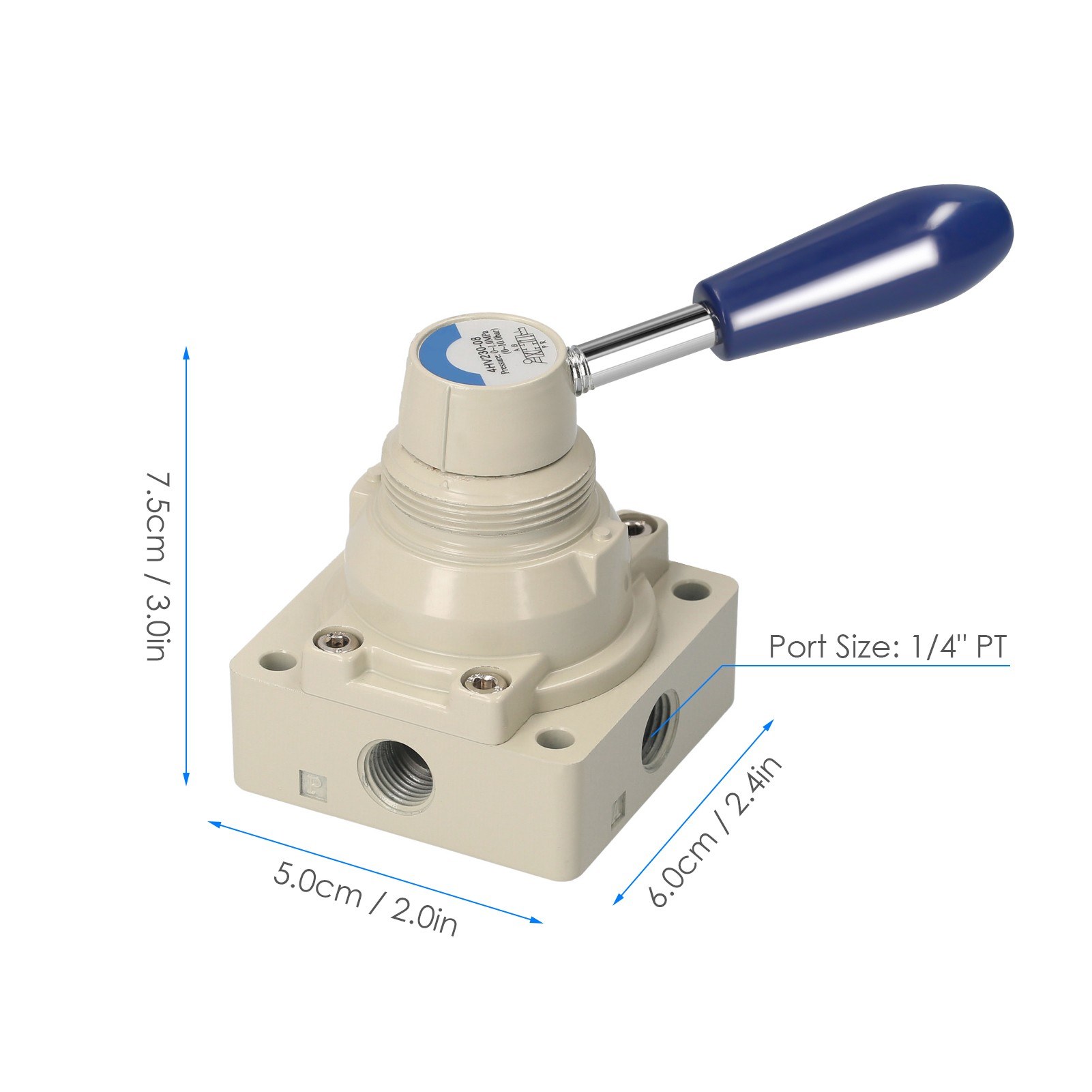 KKmoon Rotary Lever Hand Valve 1/4'' PT Air Flow Control 3 Position 4 ...