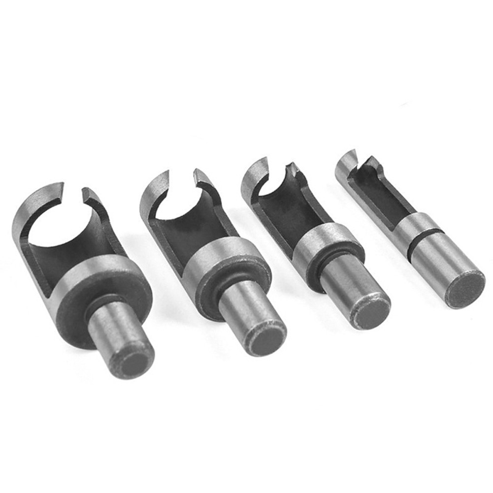 4pcs Carbon Steel Wood Plug Cutter Drills Set Round Shank Woodwork ...