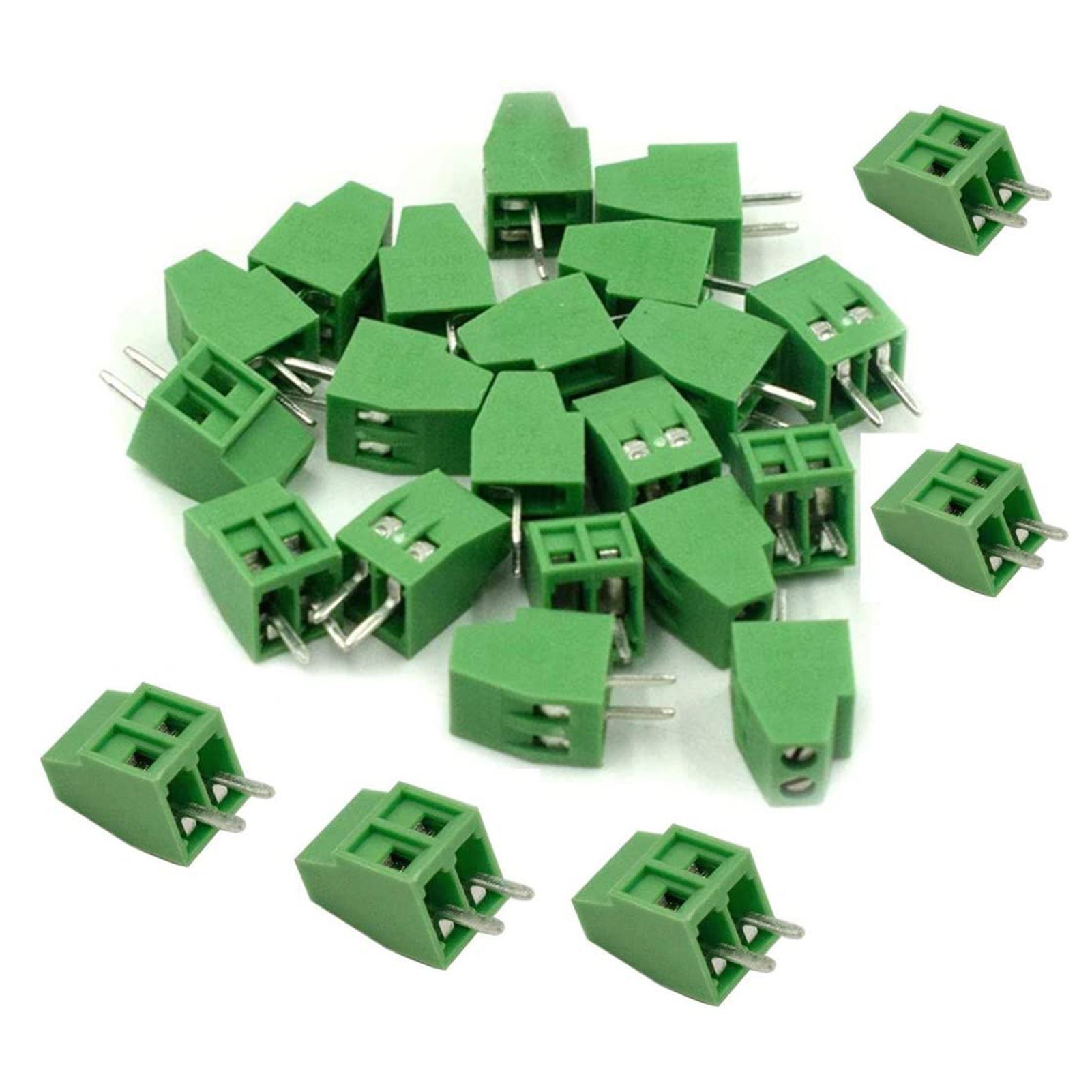 50Pcs Screw Terminal Blocks 2.54mm Pitch 2 & 3 Pole 2 Pin Wire Solder ...