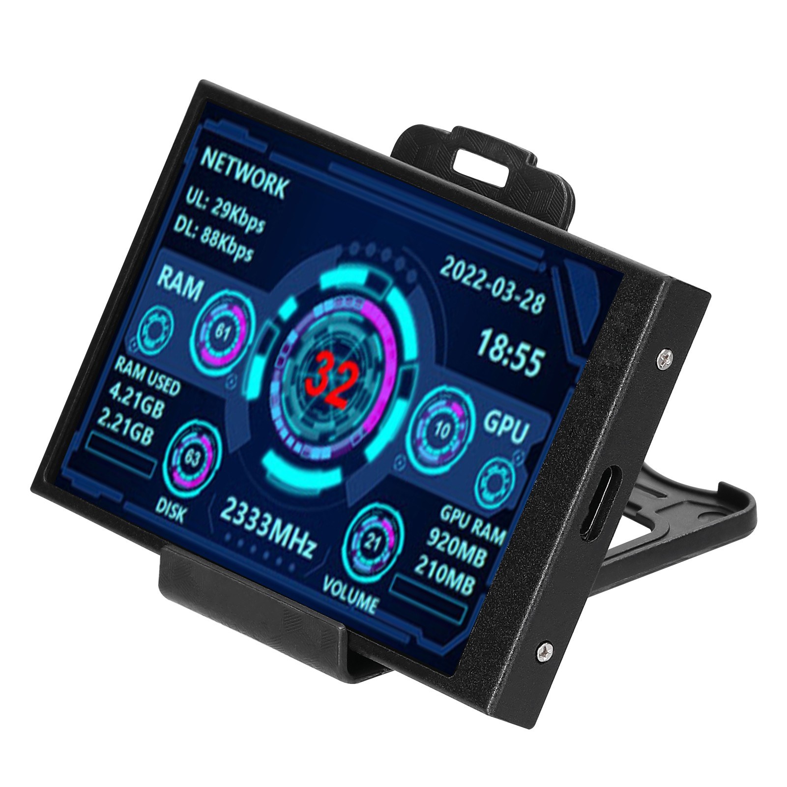 Tela IPS de 3,5 polegadas Tela Secundária USB Computadores CPU GPU RAM ...