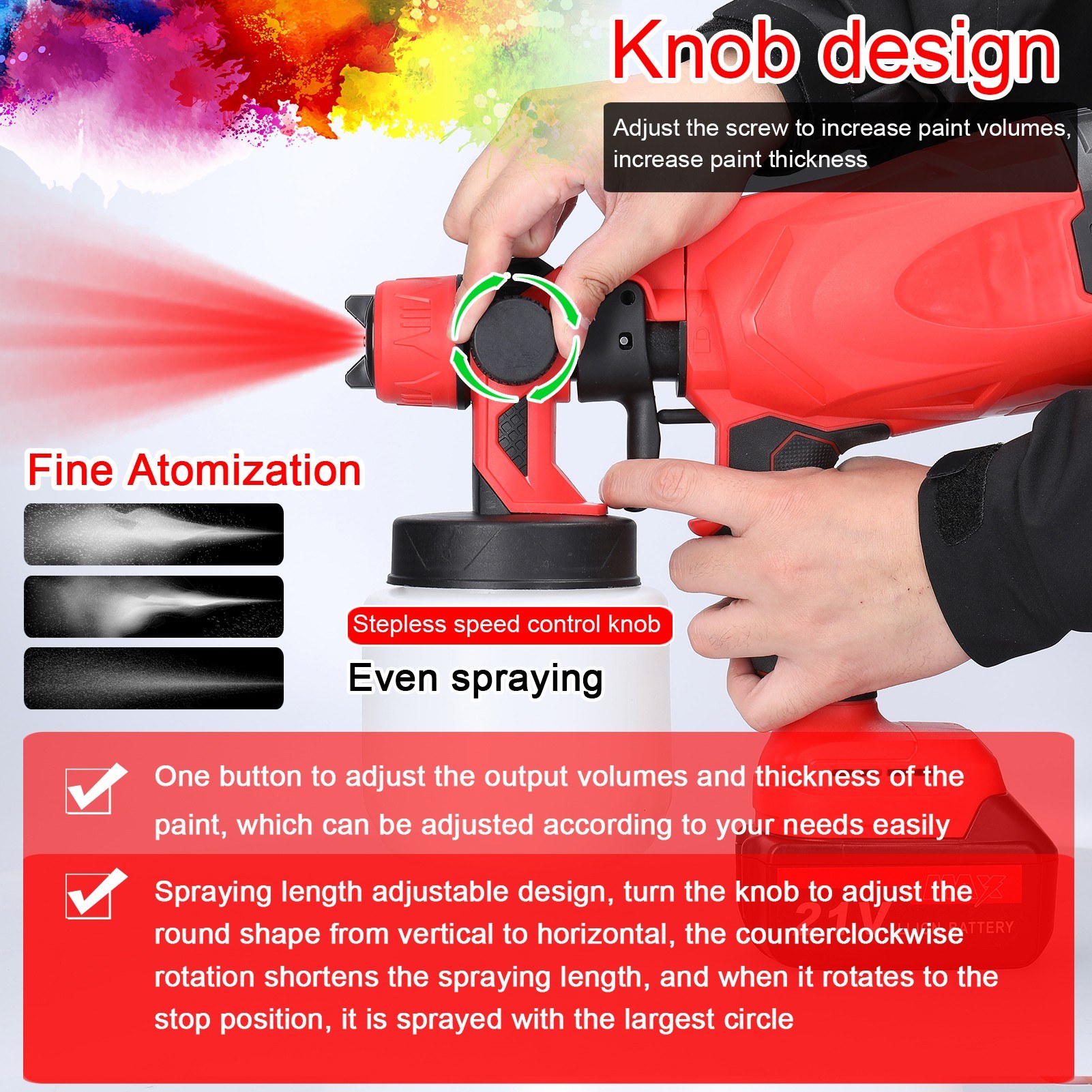 Handheld 21V Electric Sprayer Output Volumes Adjustable Spraying ...