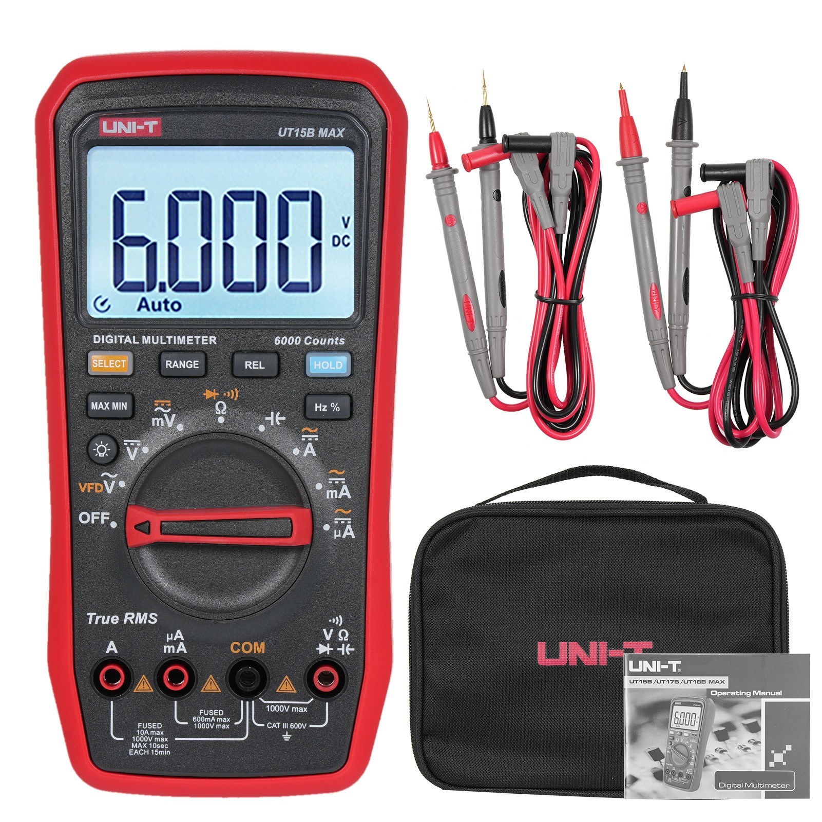 UNI-T UT15B MAX Digital Multimeter 1000V 6000 Counts Multitester Tester ...