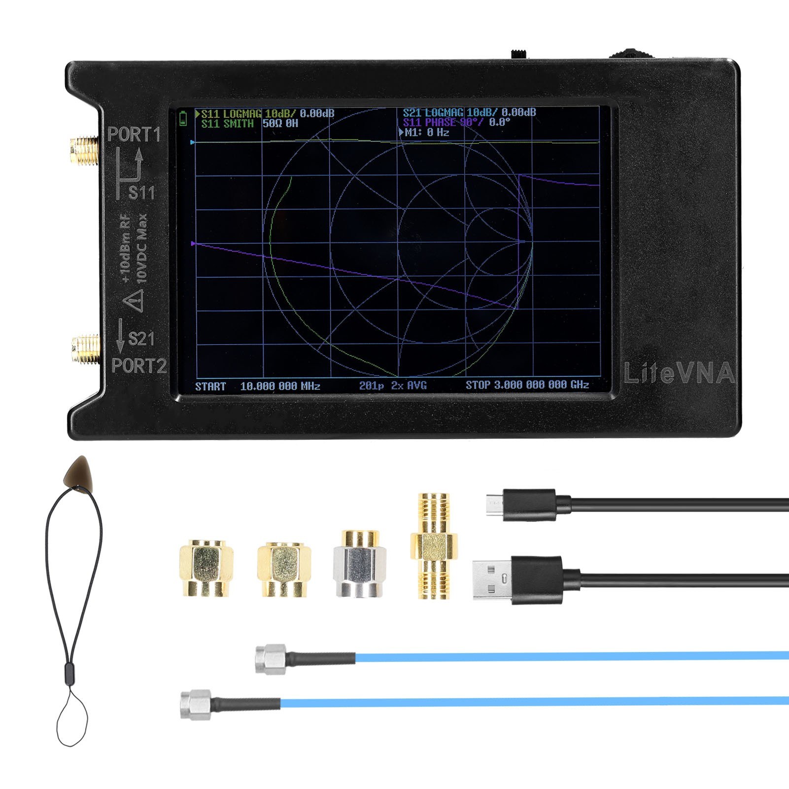 50kHz-6.3GHz LiteVNA64 Vector Network Analyzer HF VHF UHF Antenna with 3.95 Inch Display Screen