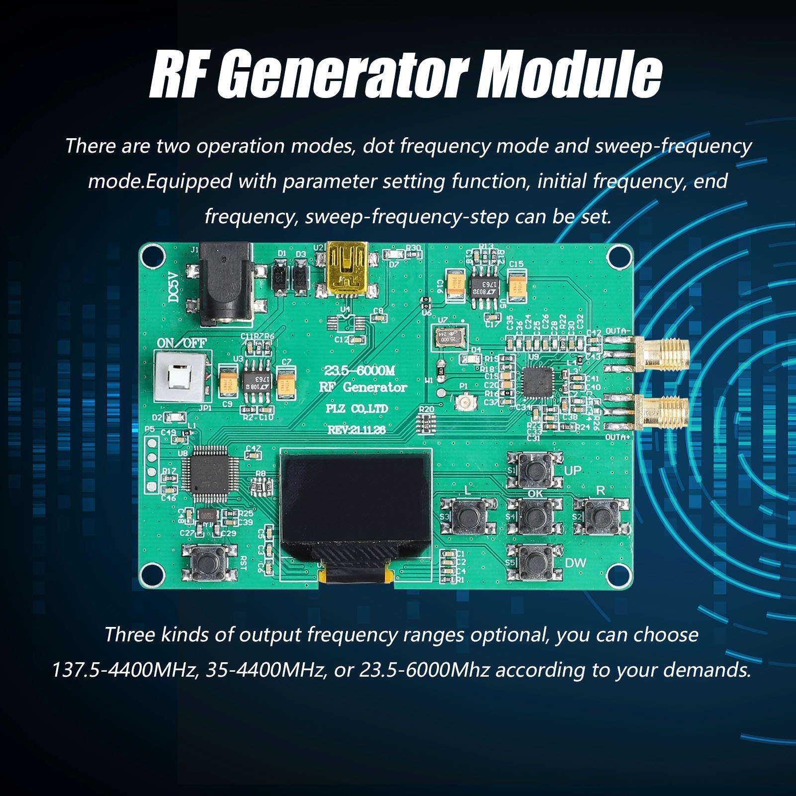 RF Generator Module Dot Swept Frequency Amplitude Adjustable 0.5PPM ...
