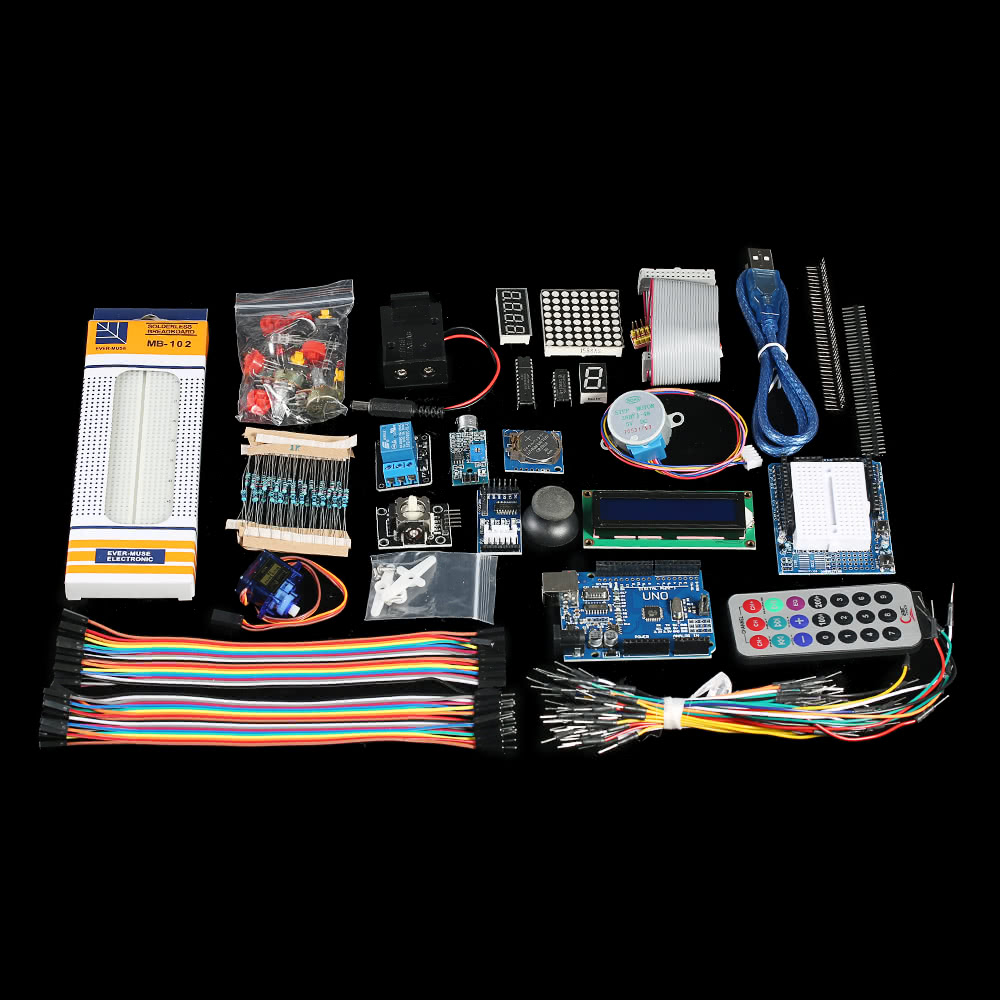 Ultimate UNO R3 Starter Kit for Arduino Servo Motor Relay RTC LED with Stepper Motor LCD1602 PIR ...