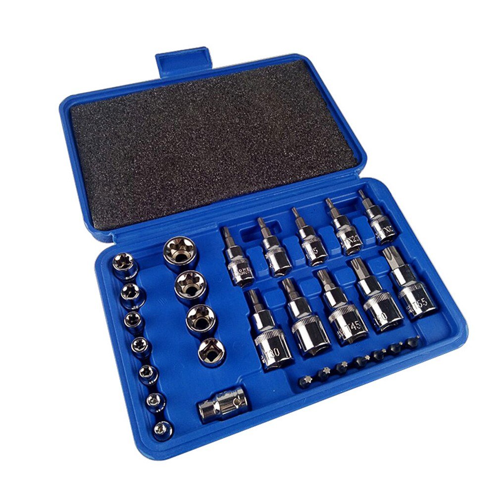 30Pcs Male Female Torx Star Socket Bit Set E & T Sockets Torx Bit Set 1 ...
