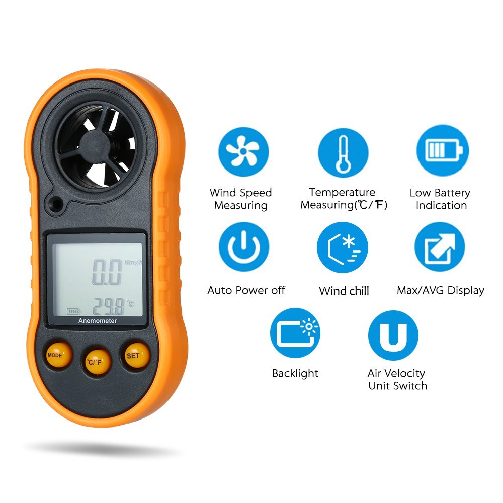 Mini Digital Anemometer Thermometer Handheld Anemometro Pocket Wind ...